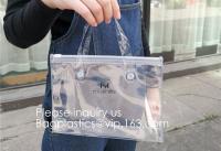 China Custom Clear PVC Tote Bag 37x43cm Large Capacity Transparent Shopping Beach Bag for Women for sale