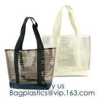 China Custom Clear PVC Tote Bag 37x43cm Large Capacity Transparent Shopping Beach Bag for Women for sale