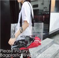 China Custom Clear PVC Drawstring Bag 35x42cm Promotional Shopping Tote with Heat Transfer Logo for sale