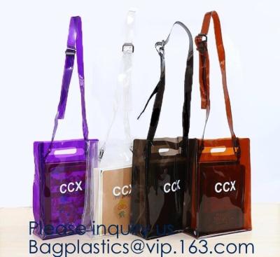 China Custom Logo Clear PVC Zipper Bag with Handles 45x50x20cm for Quilt Blanket Storage for sale