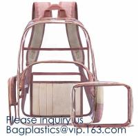 China Custom Clear PVC Drawstring Backpack Bag 35x45cm Waterproof Promotional Gym Bag for sale