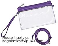 China Clear PVC Crossbody Bag Stadium Approved 9.7x7.5 Inch Snakeskin Fringe Clutch Handbag for sale