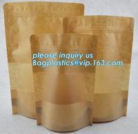 China Stand Up Kraft Paper Bags with Clear Window Resealable Zipper 500pcs per Carton Custom Size for sale