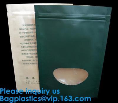 China Custom Printed Kraft Paper Flat Bottom Standup Pouch with Window 250g 500g Foil Lined Food Packaging Bags for sale