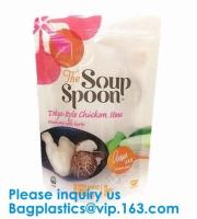 China Custom Stand Up Pouch with Zipper Food Grade 100-140 Micron BPA Free Soup Packaging Bag for sale