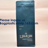 China Custom Printed 250g Matte Coating Foil Coffee Pouches with Valve Side Gusset Flat Bottom Bags for sale
