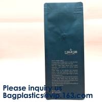 China Custom Printed 250g Matte Coating Foil Coffee Pouches with Valve Side Gusset Flat Bottom Bags for sale