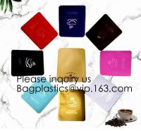 China Custom Three Side Sealed Flat Paper Coffee Pouch with Aluminum Foil Drip Coffee Bag Hanging Ear Design for sale