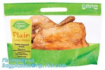 China Hot Roast Chicken Plastic Bags with Handle and Zipper Anti-Fogging 33x24cm for Turkey Roasted Packaging for sale