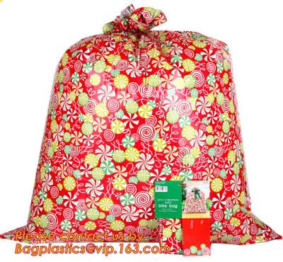 China Custom Large Plastic Christmas Gift Sack Bag 44x36 Inch Biodegradable Disposable Santa Present Sack for sale