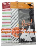 China Halloween CPP Plastic Cello Treat Bag with Black Twist Ties 20x30 inch Pumpkin Candy Bag for sale