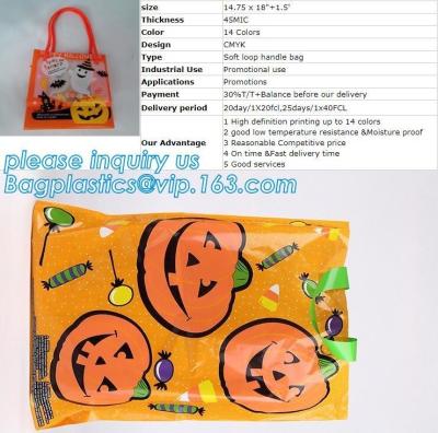 China Custom Halloween Tote Bags for Kids Trick or Treat Candy 20x30 inch PE Plastic Gift Bags for sale