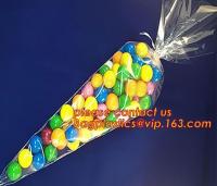 China Custom Printed Clear Plastic Cone Candy Bags 0.04mm Thickness for Christmas Treats for sale