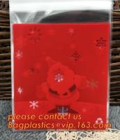 China Christmas Self-Adhesive Cookie Packaging Bags Santa Claus Moose Snowman 0.04mm Thickness Custom Size for sale