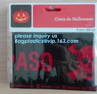 China Halloween Caution Tape Red and White Banner 7.2cm x 200m PE Warning Barrier Tape for sale