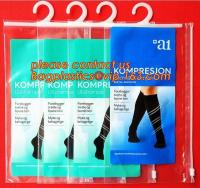 China Custom PVC Hanger Zipper Bag with Rigid Handle 0.08mm Thickness for Garment Packaging for sale