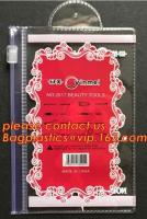 China Clear PVC Plastic Hanger Bags with Zipper Top and Button Closure for Hair Extensions Storage 10x14 inch for sale