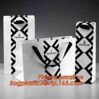 China Custom Luxury Paper Gift Bags with Silk Handle Silver Hot Stamping Logo 250gsm Art Paper for sale