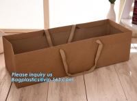 China Custom Printed Ribbon Satin Handle Paper Carrier Bag 250gsm Kraft Paper for Flowers Gifts for sale