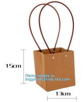 China Custom Logo Kraft Paper Flower Bouquet Carrier Bag 250gsm Laminated Gift Packing Paper Bag for sale