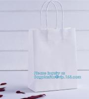 China Custom Paper Gift Bag with Ribbon Handle Gold Foil Logo Wedding Favor Bag 300gsm for sale