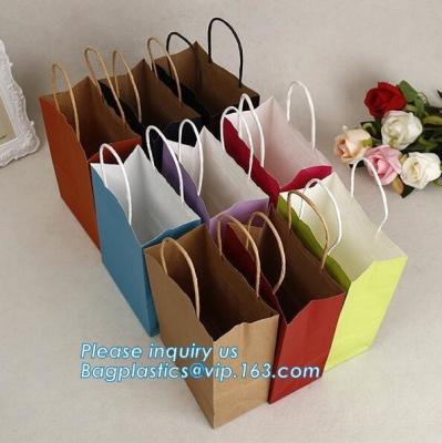 China Brown Kraft Paper Carrier Gift Bag with Twisted Handle 100-300gsm Custom Logo for sale