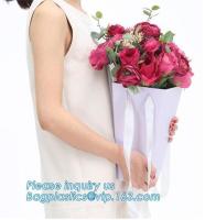 China Custom Brown Kraft Paper Flower Carrier Bag with Handles 30x13x32cm Eco Friendly for sale
