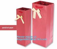 China Custom Printed Kraft Paper Wine Bottle Gift Bag 30x13x32cm Eco Friendly Recyclable for sale