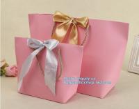 China Custom Paper Shopping Bags with Cotton Ribbon Handles 30x13x32cm Kraft Gift Bags for sale