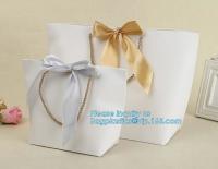 China Custom Paper Shopping Bags with Cotton Ribbon Handles 30x13x32cm Kraft Gift Bags for sale