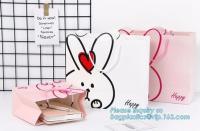 China Custom Pink Paper Gift Shopping Bag with Gold Embossed Logo and Ribbon Bow Handles 250gsm for sale