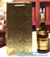 China Luxury Glossy Wine Paper Gift Bag with Ribbon Handles 750ml Custom Logo for sale