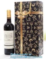 China Luxury Glossy Wine Paper Gift Bag with Ribbon Handles 750ml Custom Logo for sale