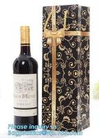China Luxury Glossy Wine Paper Gift Bag with Ribbon Handles 750ml Custom Logo for sale