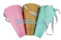China Custom Kraft Paper Flower Carrier Bag with Twisted Rope Handle for Retail Shopping 500pcs MOQ for sale