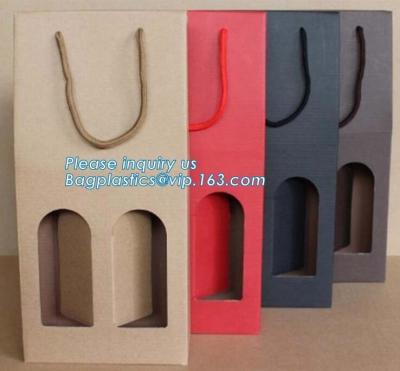 China Eco Friendly Tea Brown Paper Bag with Ribbon Handles Custom Logo Print for Wine Packaging Gifts for sale
