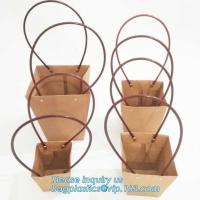 China Kraft Paper Laminated Flower Carrier Bag Waterproof Gift Packaging with Custom Logo 500 Pieces MOQ for sale