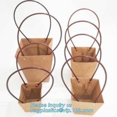China Kraft Paper Laminated Flower Carrier Bag Waterproof Gift Packaging with Custom Logo 500 Pieces MOQ for sale