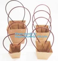 China Kraft Paper Laminated Flower Carrier Bag Waterproof Gift Packaging with Custom Logo 500 Pieces MOQ for sale