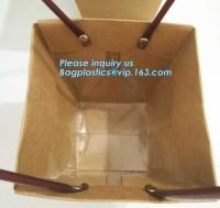 China Kraft Paper Laminated Flower Carrier Bag Waterproof Gift Packaging with Custom Logo 500 Pieces MOQ for sale