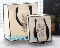 China Custom Printed Kraft Paper Bag with Flat Paper Handle for Shopping Gift Retail 30x20x10cm for sale