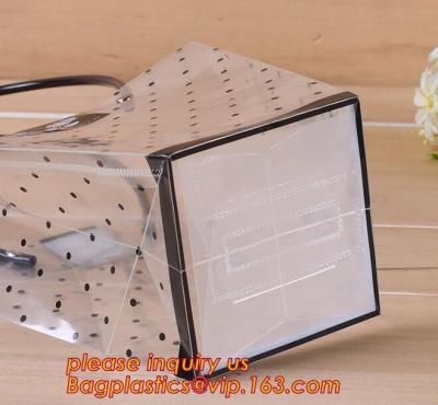 China Clear PP Plastic Gift Bag with Square Handle 0.2-0.8mm Thickness for Wine Shopping for sale