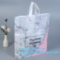 China Biodegradable Plastic Shopping Bags with Custom Logo LDPE Die Cut Handle 12 Color Print for sale