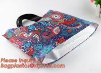 China Custom Printed Stand Up Block BottomSoft Loop Handle Plastic Carrier Shopping Bag，Plastic Soft Loop Handle Bag for Shopp for sale