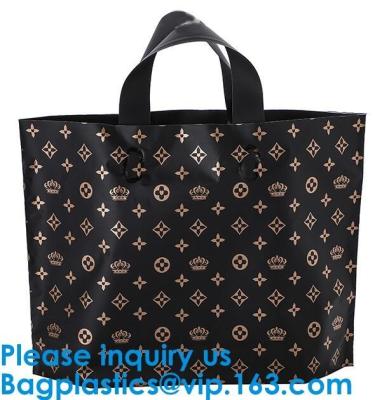 China Colored Soft Loop Plastic Handle Bags with Cardboard Insert Bottom 10 Colors Printing Custom Size for sale