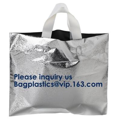 China PLA Compostable Biodegradable Plastic Trifold Handle Bag 8x4x11 Inch Soft Loop Shopper for sale