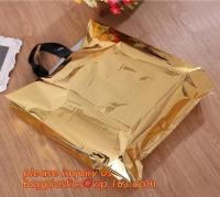 China PLA Compostable Biodegradable Plastic Trifold Handle Bag 8x4x11 Inch Soft Loop Shopper for sale