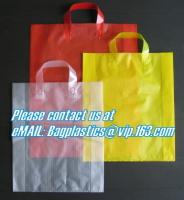 China COMPOSTABLE, BIODEGRADABLE, PLACarrier, Shopping bags, Soft loop handle, Die cut handle, Flexi loop handle, Thermal bags for sale