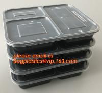 China Custom Rectangle Plastic Bento Lunch Box 3 Compartment Airtight Leakproof Microwave Safe Food Storage Container for sale