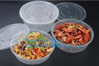 China 750ml Disposable PP Plastic Salad Bowl Food Grade Round Container with Lid 16cm for sale